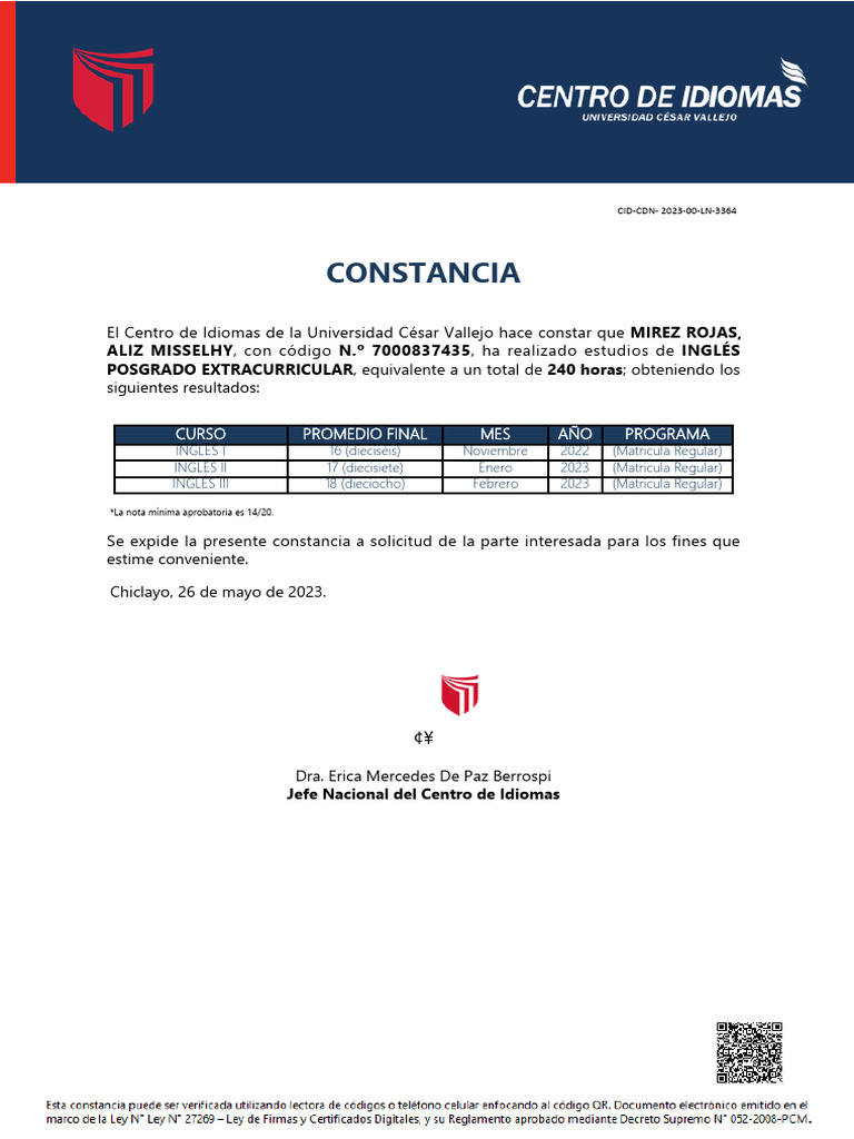 Certificado de Ingles | PDF