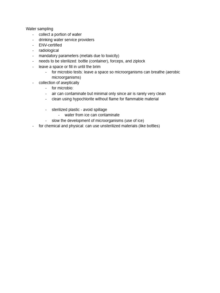 Water Sampling Guidelines for Testing | PDF