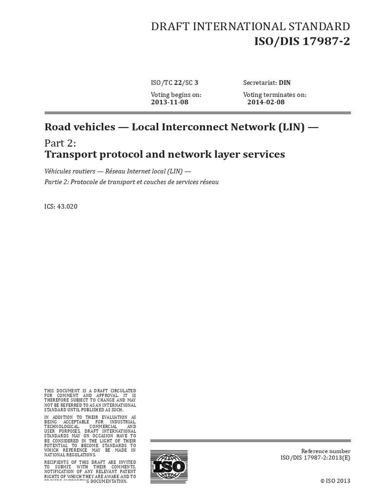 ISO 17987-2 - 2013 - Draft | PDF | Osi Model | Computer Network