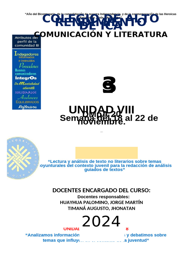 Dmpa 20 3ro Viii Unidad Comunicación | PDF | Aprendizaje | Información