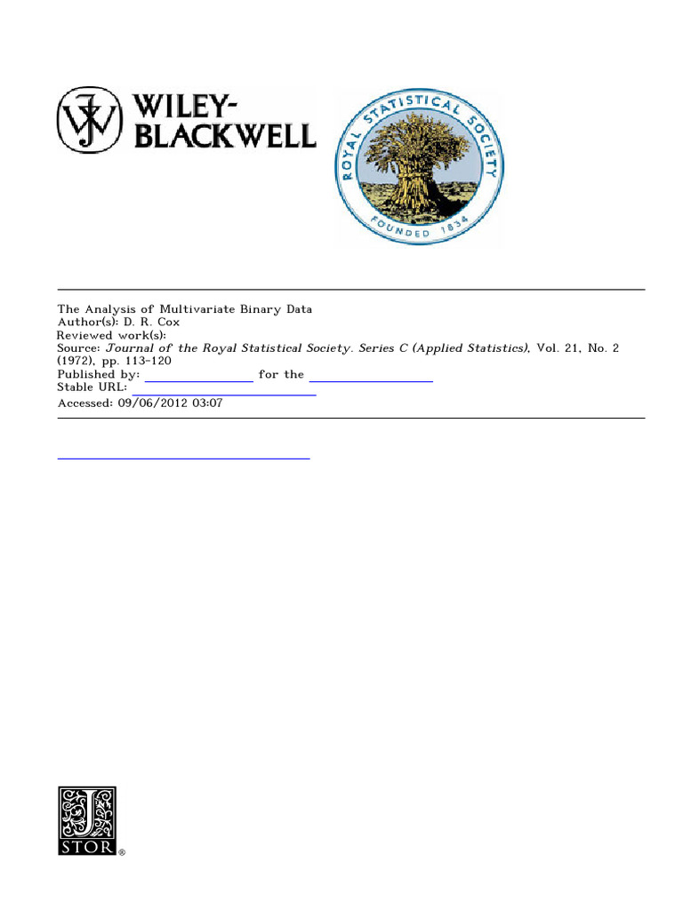 Multivariate Binary Data Analysis | PDF | Logistic Regression ...
