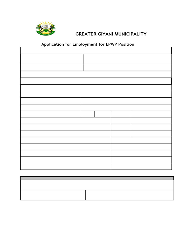 Application Form For EPWP Positions19 02 2019 | PDF