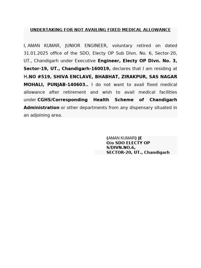 Fixed Medical Allowance Waiver Form | PDF