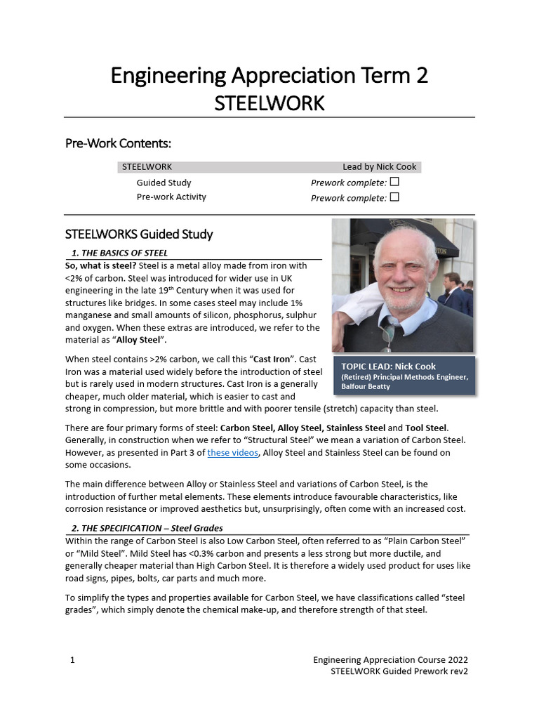 Steelwork Engineering Course Overview | PDF | Steel | Alloy
