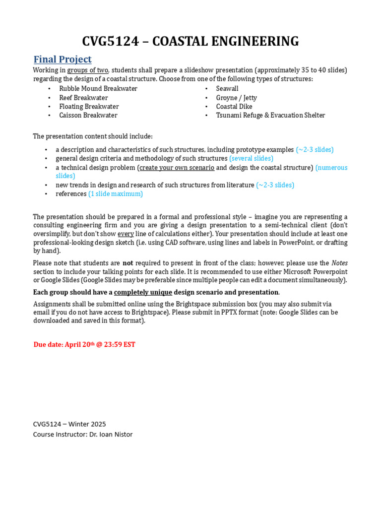 CVG5126 Final Project Instructions Winter2025 | PDF