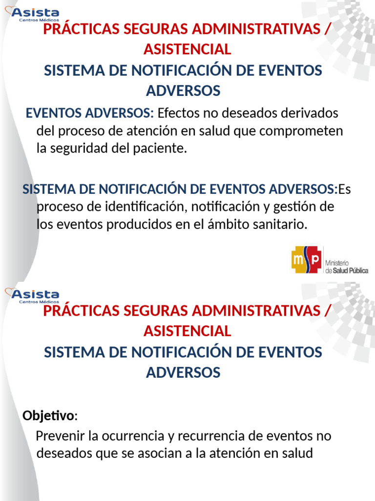 PRESENTACION EVENTOS ADVERSOS | PDF | Seguridad del paciente | Medicina