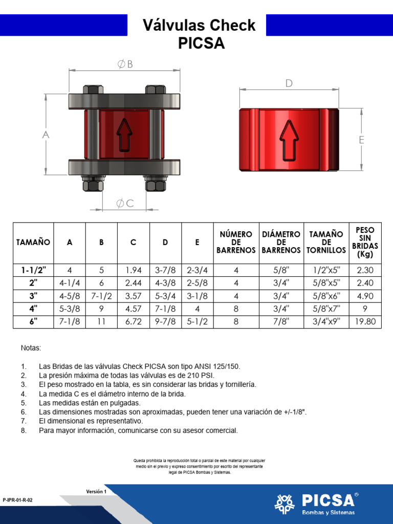 Valvulas Check PICSA | PDF