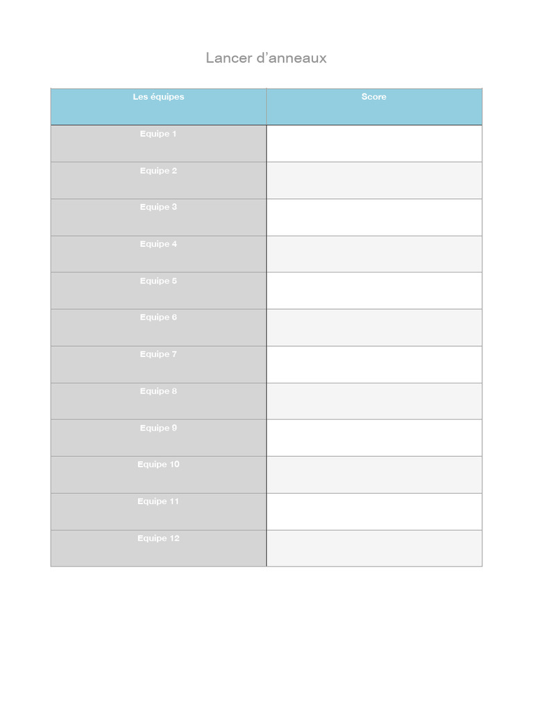 Feuille de Score Lancer D'anneaux - Copie | PDF
