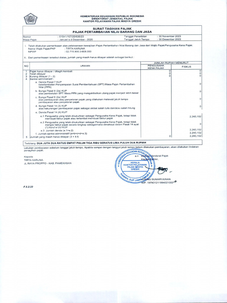 2020 - Tirta Karuna - SKPKB | PDF