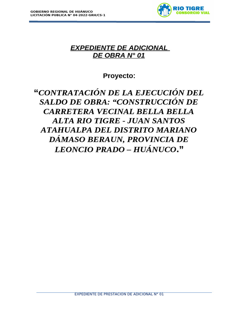 Informe de Adicional #1 Modificado | PDF | Presupuesto