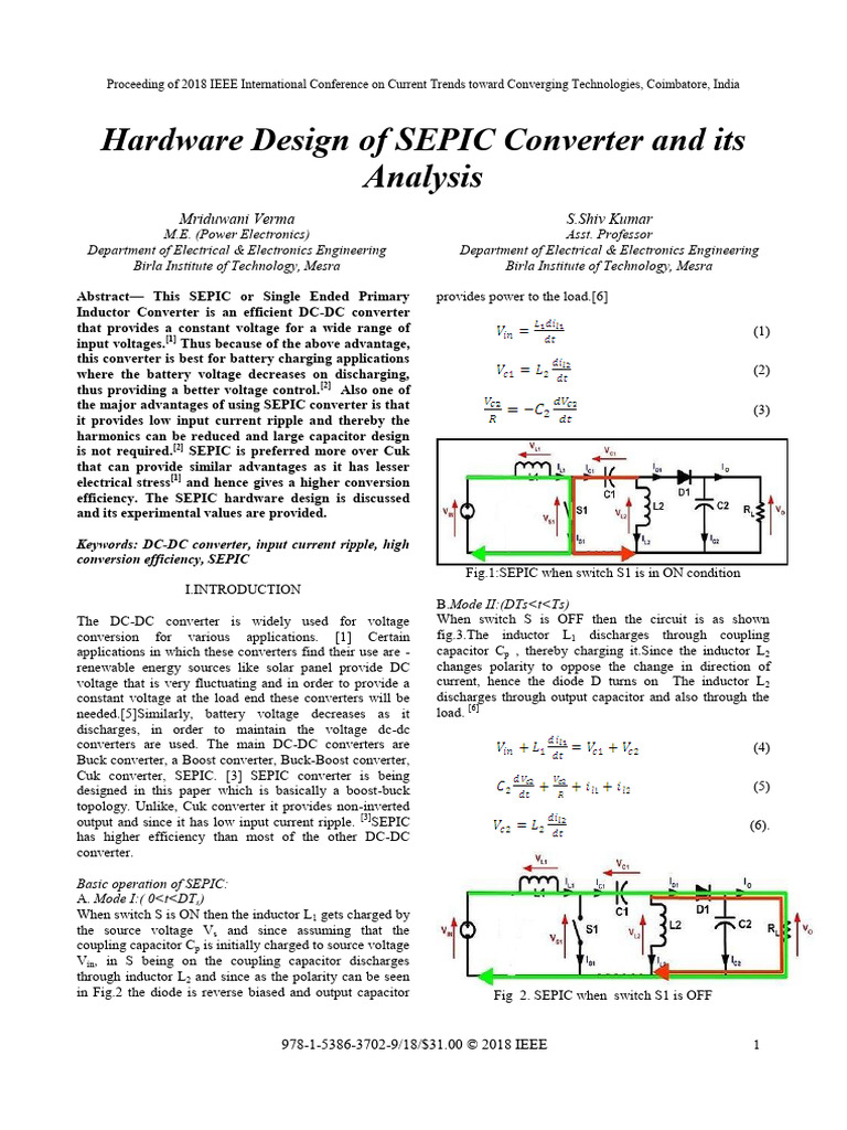 Hardware Design of SEPIC Converter and Its Analysis | PDF | Power Electronics | Electronic ...