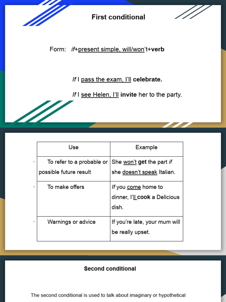 First and Second Conditional Explained | PDF
