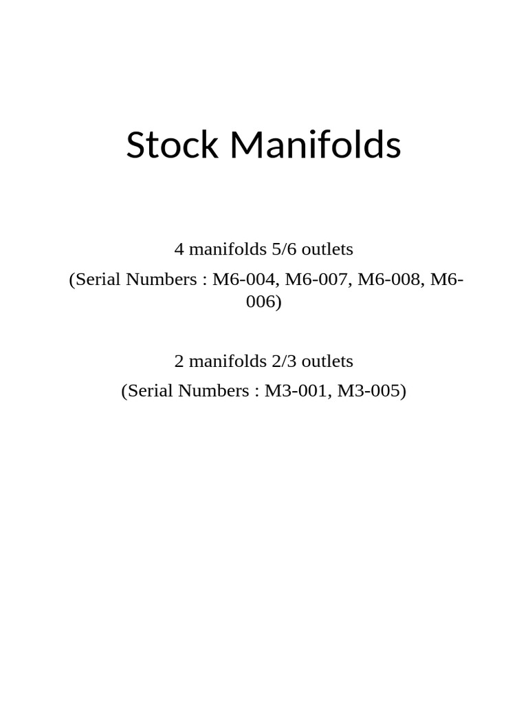 Stock Manifolds | PDF