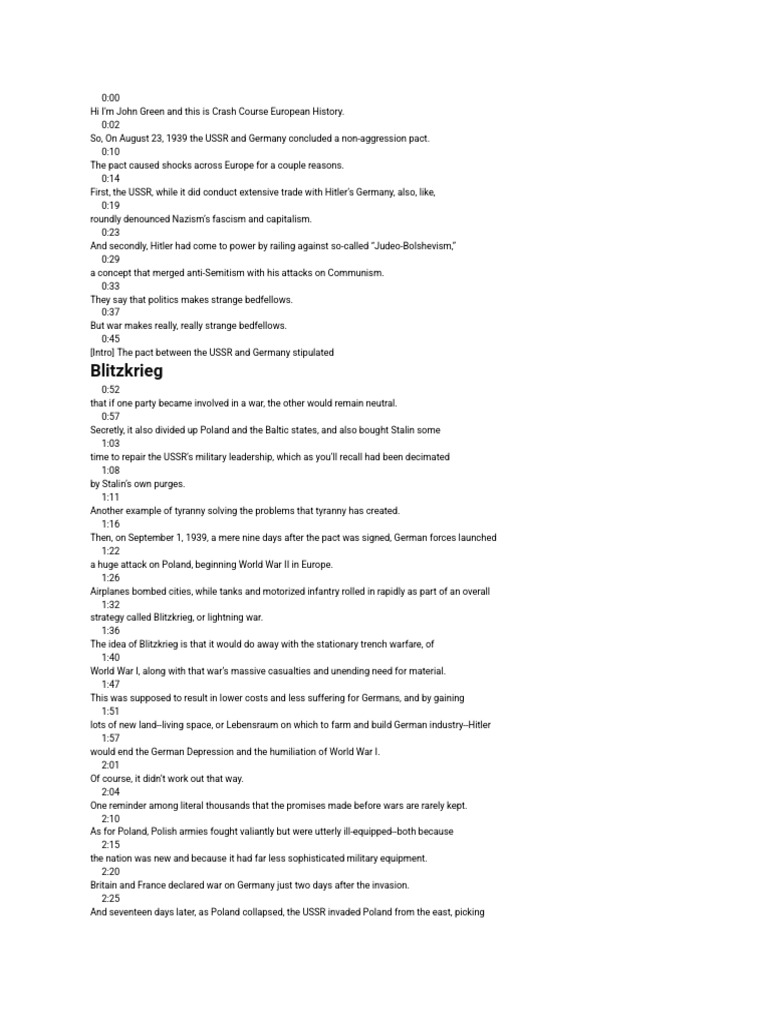 World War II - Crash Course European History | PDF | Nazi Germany ...