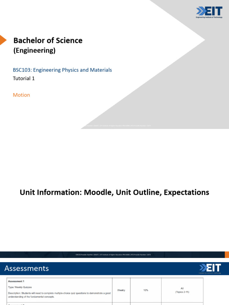 BSC103 Tutorial Topic1 v1.3 | PDF | Velocity | Acceleration
