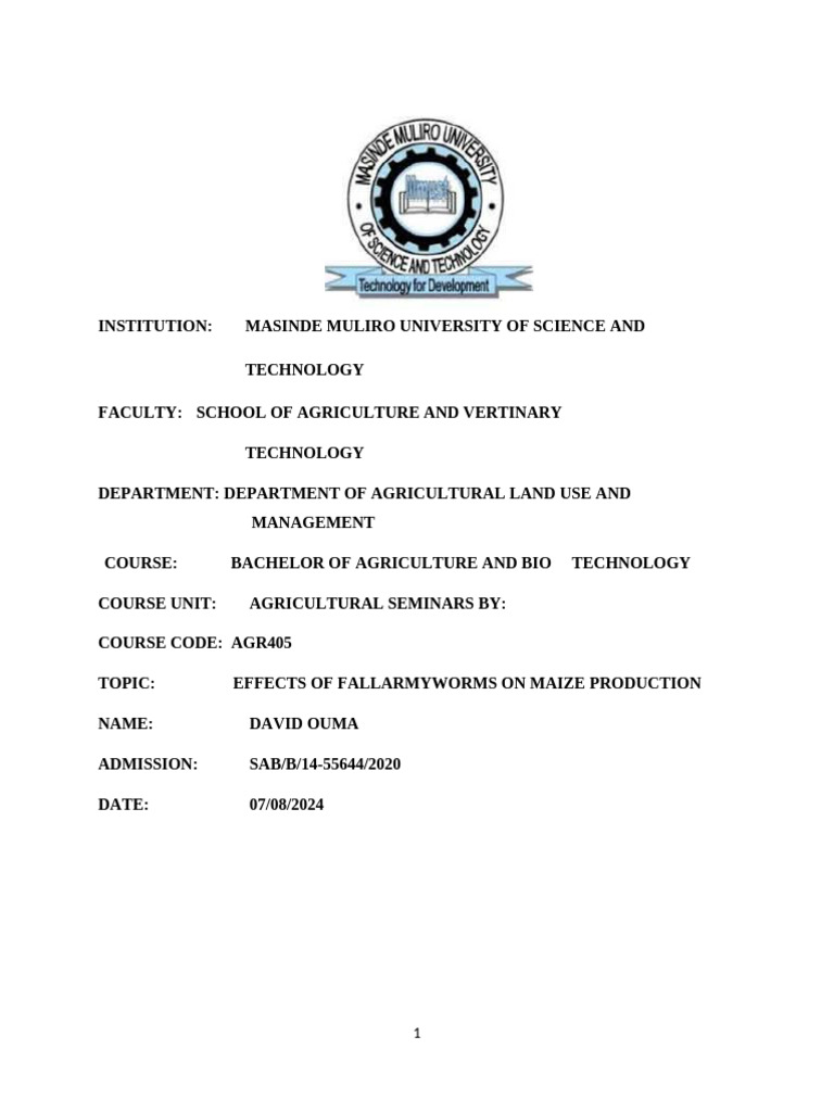 Effects of Fall Armyworms On Maize Production | PDF | Agriculture | Pest Control