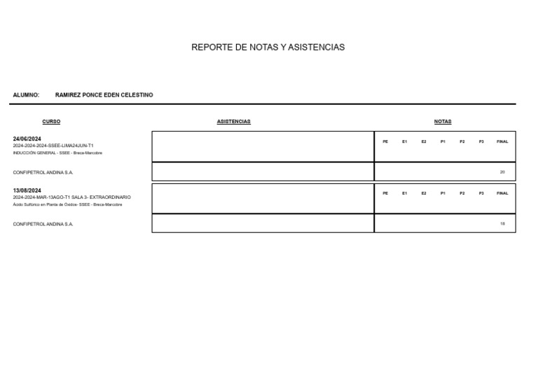 Reporte de Notas y Asistencias 2024 | PDF
