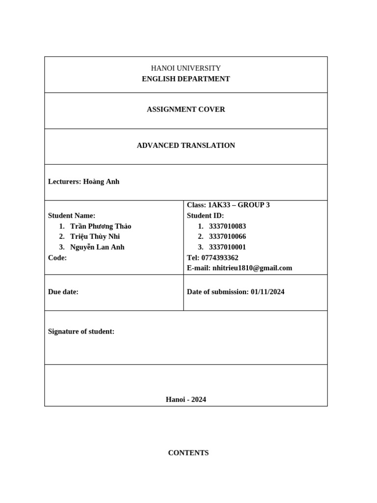 Advanced Translation Assignment Overview | PDF | Coffee | Vietnamese People