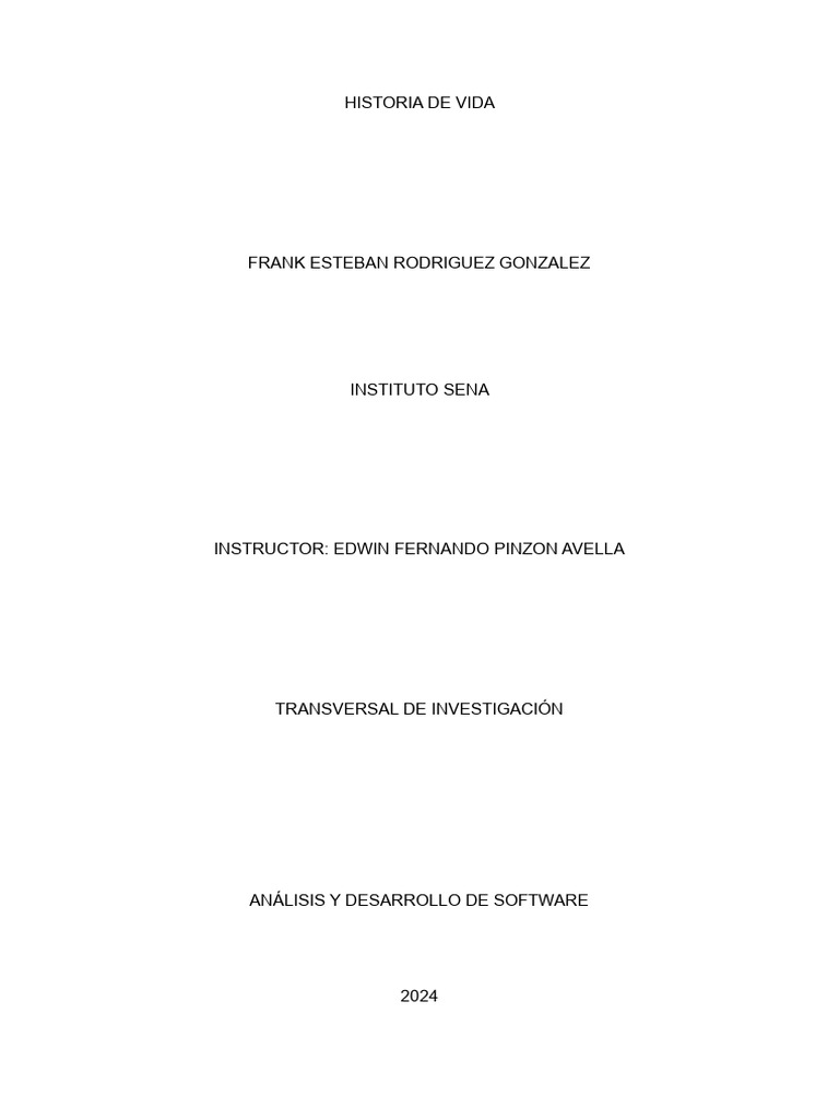 Historia de vida de Frank Rodríguez | PDF