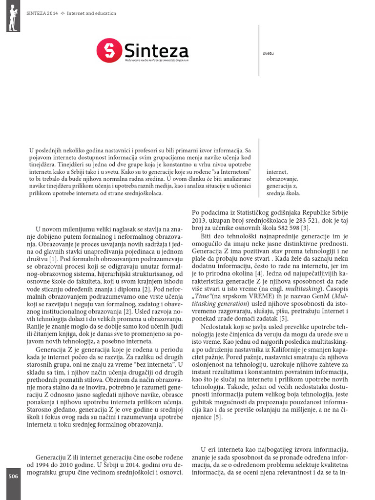 Generacija Z Internet I Obazovanje | PDF