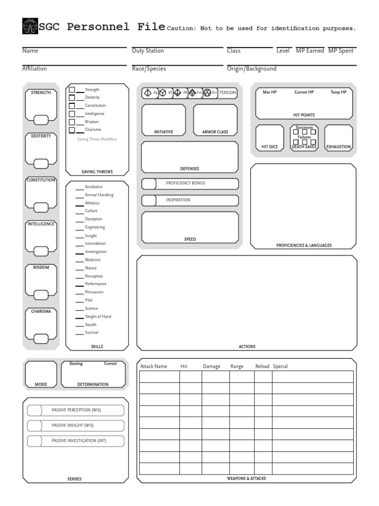 Stargate RPG Character Sheet Guide | PDF | Role Playing | Gaming
