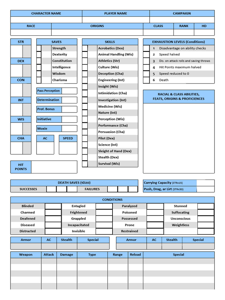 Stargate SG-1 RPG - Character - Character Sheet (No Oficial) v1.2 ...