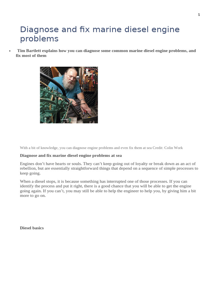 Marine Diesel Engine Troubleshooting Guide | PDF | Diesel Engine | Fuel ...