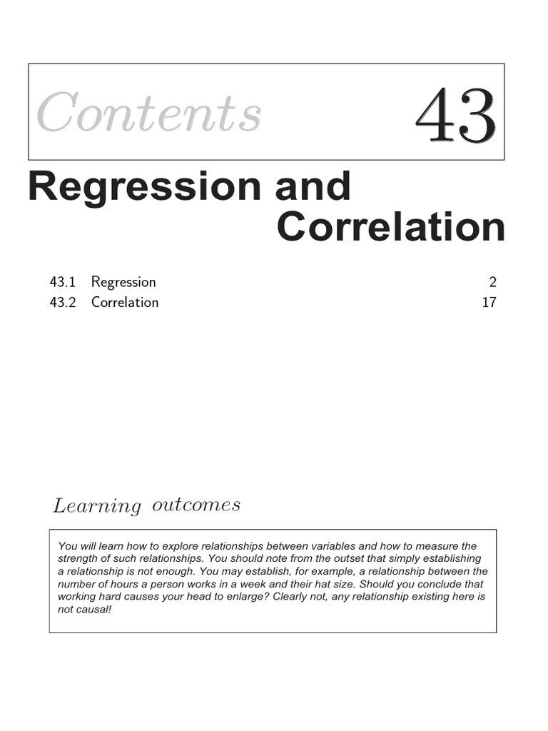 HELM Workbook 43 Regression and Correlation | PDF | Errors And Residuals | Regression Analysis