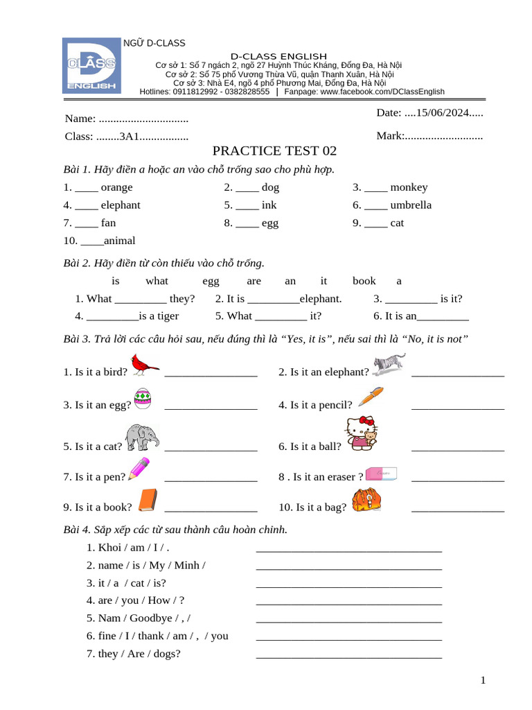 2022.08.04 - TA3 - Class - Practice Test 02 | PDF