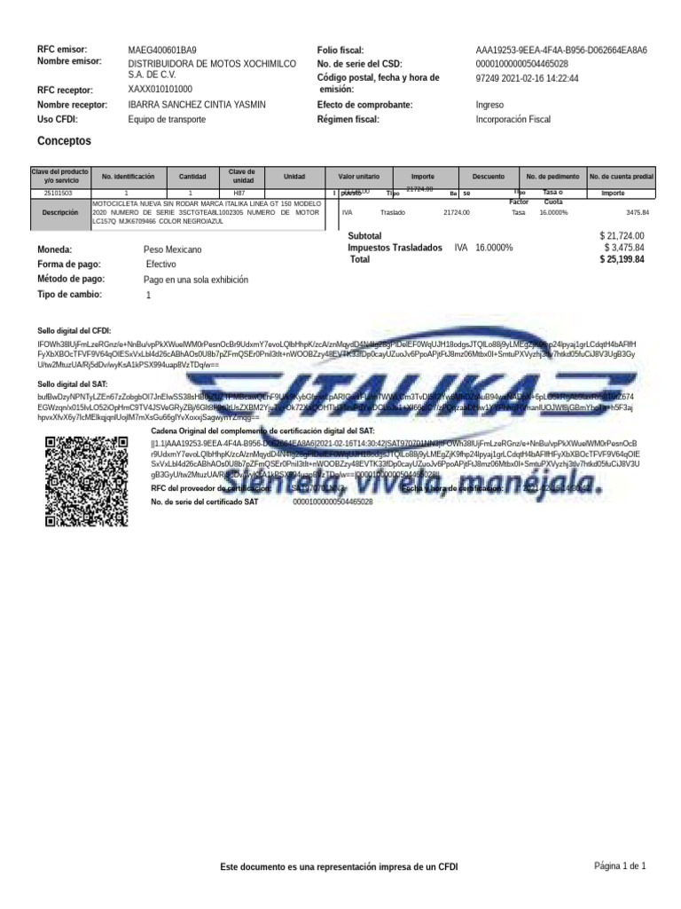 Factura Italika | PDF