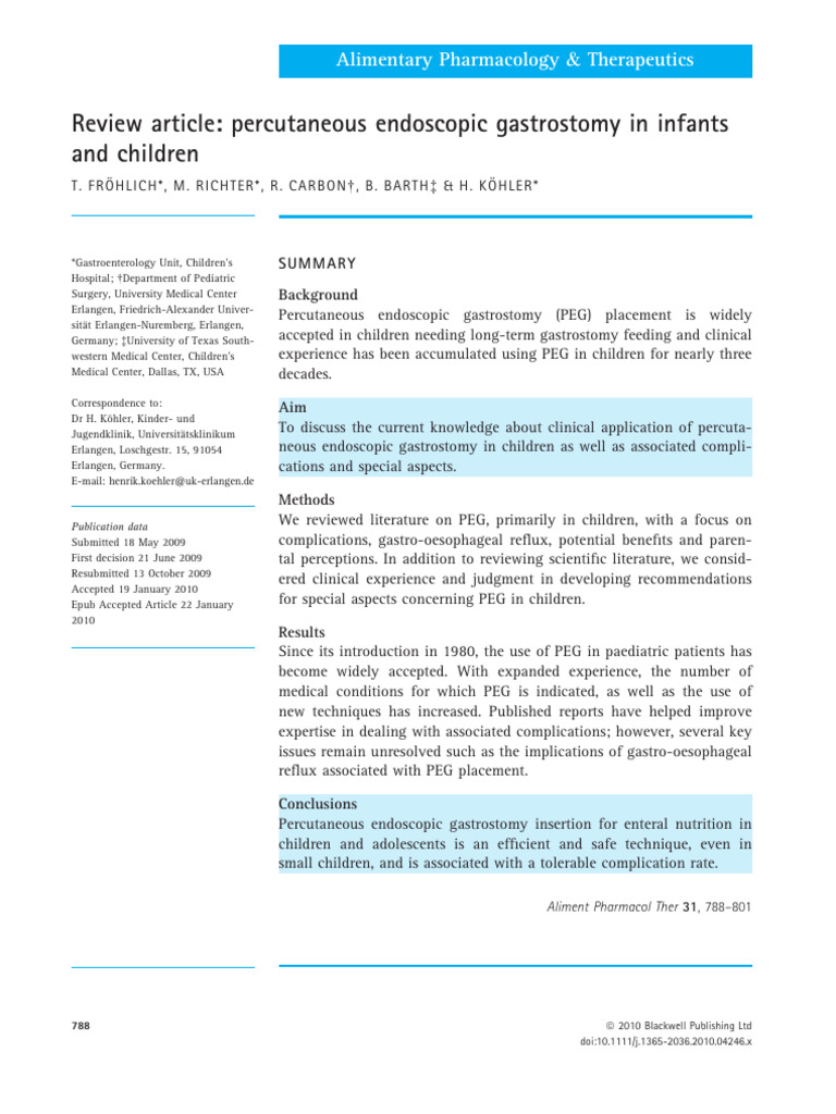 percutaneous endoscopic gastrostomy in infants | PDF | Medical Specialties | Clinical Medicine