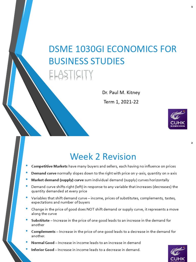 Lecture 4 Elastiicity 2021 | PDF | Demand | Elasticity (Economics)