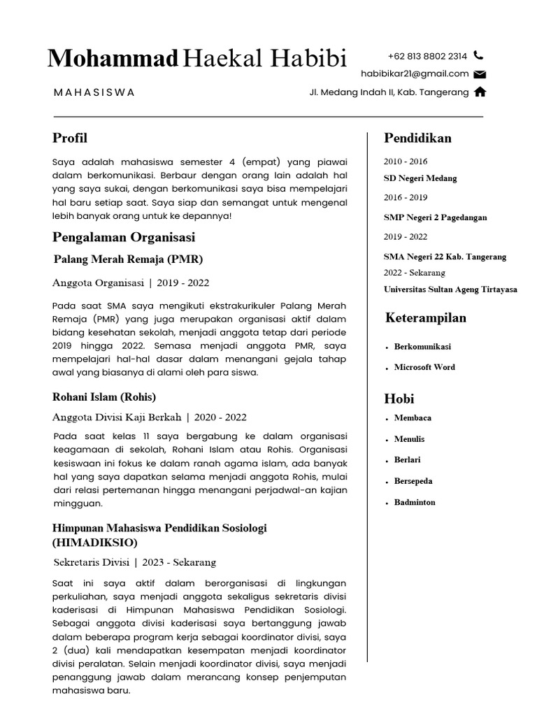 Profil Mohammad Haekal | PDF