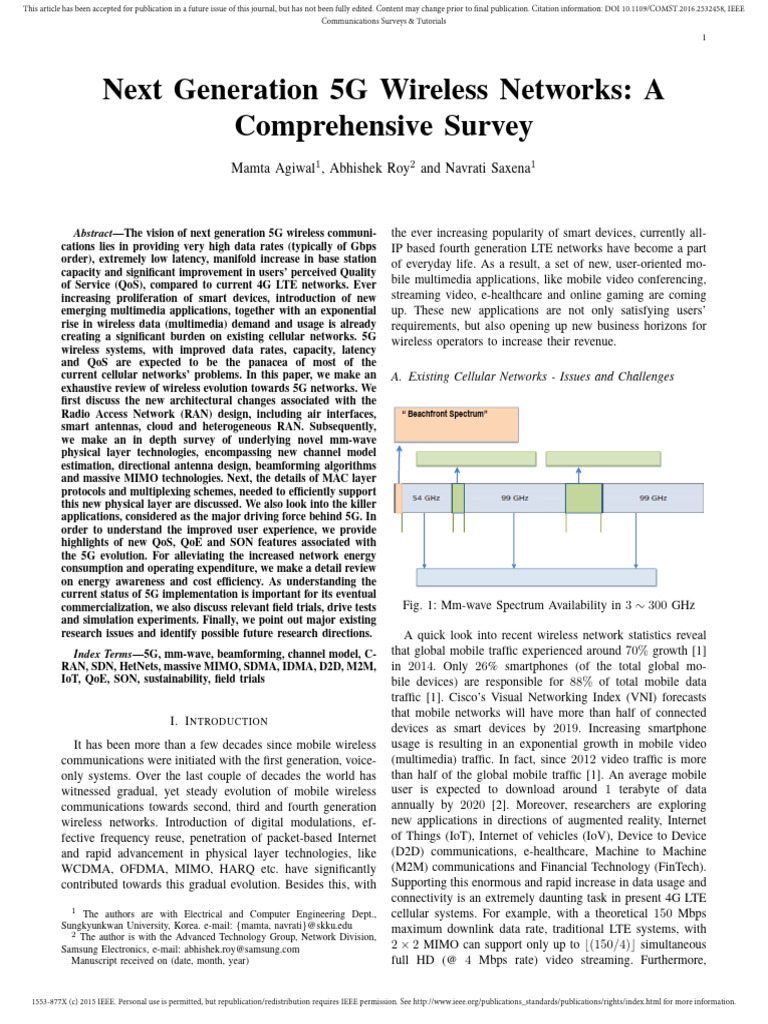 Next Generation 5G Wireless Networks: A Comprehensive Survey | PDF | 4 ...
