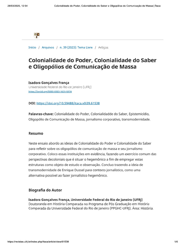 Colonialidade do Poder, Colonialidade do Saber | PDF