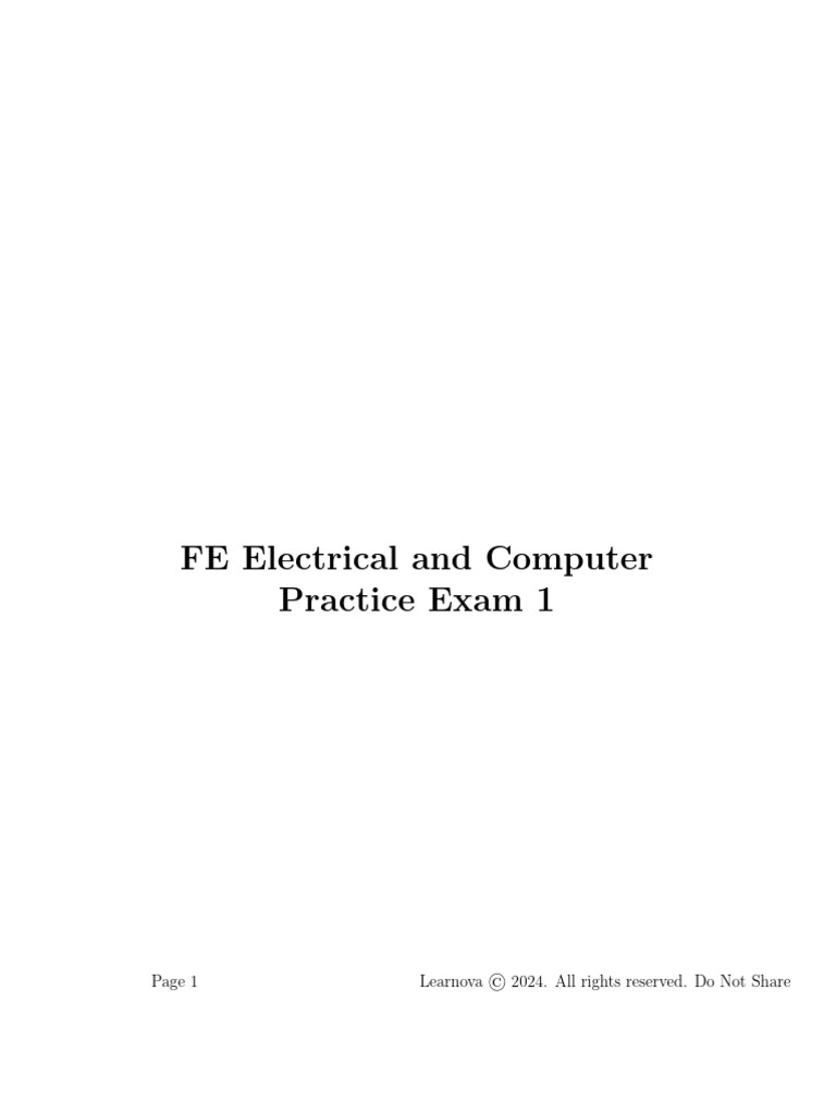 Practice Exam 1 - FE Electrical and Computer | PDF | Mathematics | Linear Algebra