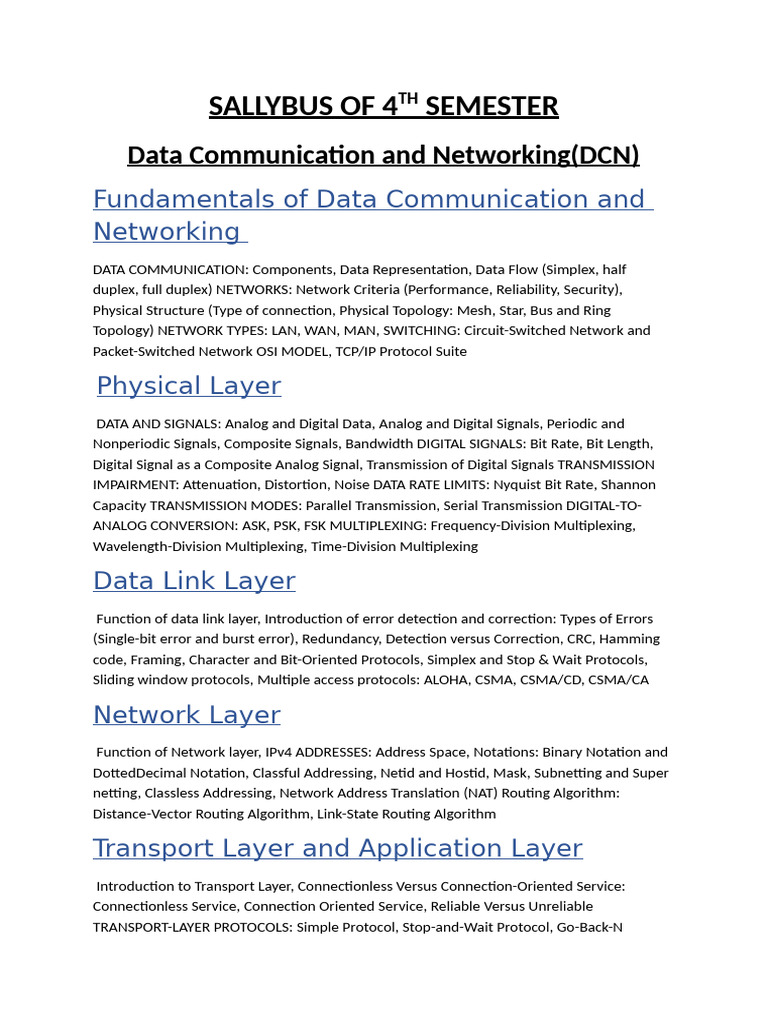 SALLYBUS OF 4TH SEMESTER | PDF | Computer Network | Osi Model
