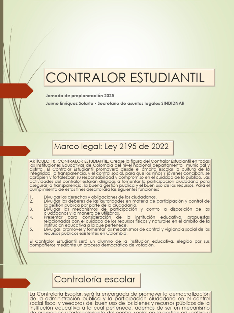 Contralor Estudiantil | PDF | Escuelas | Democracia