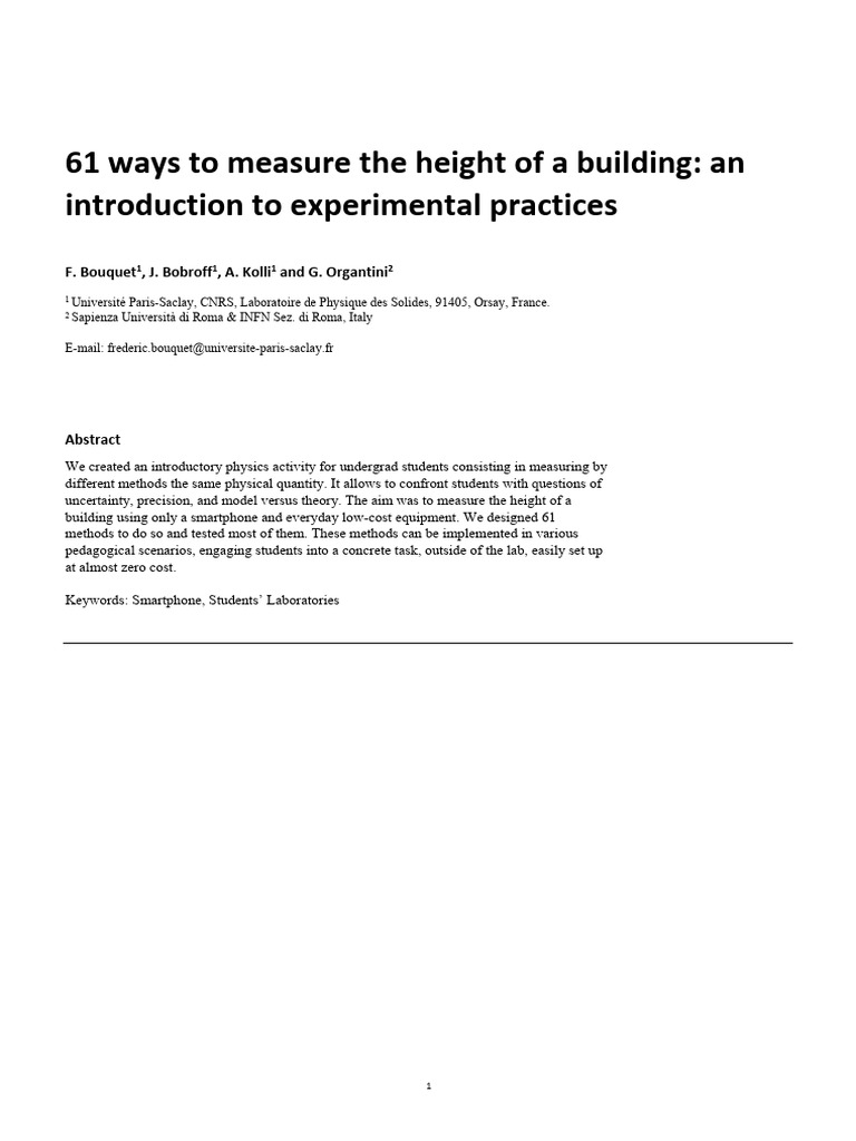 Measuring Building Height with Smartphones | PDF | Diffraction | Pendulum