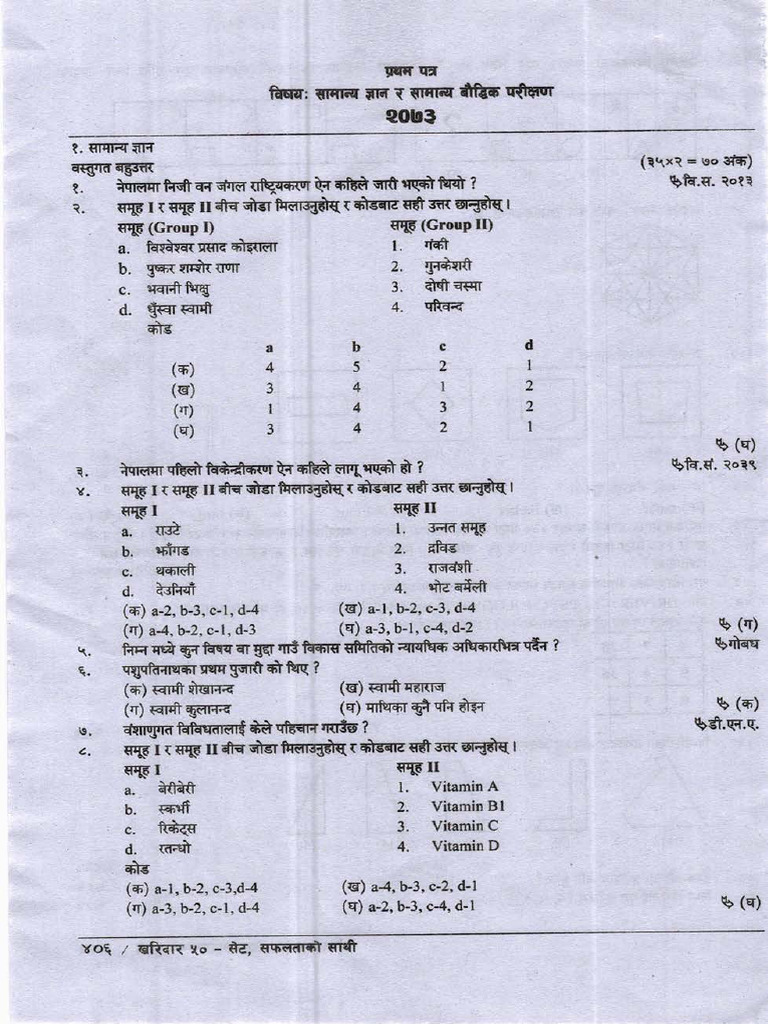 Kharidar Old Questions 2073 | PDF