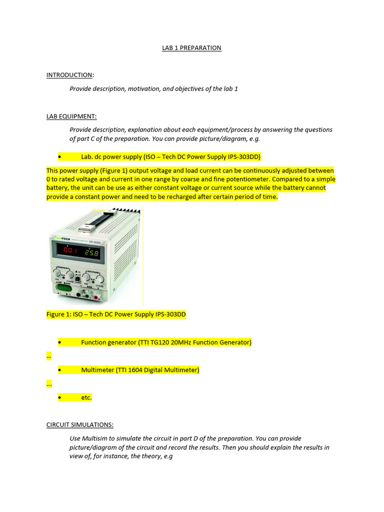LAB 1 Prep example | PDF