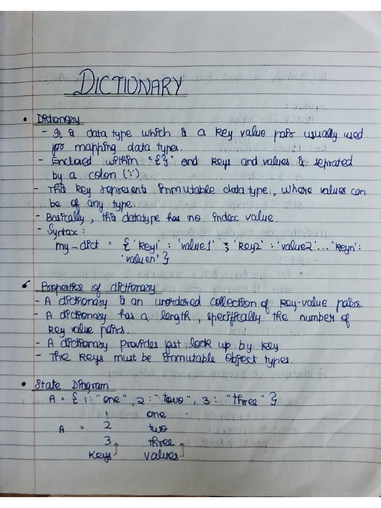 Dictionary class 11_Notes | PDF