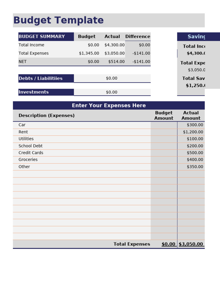 Budget Template in Excel | PDF | Budget | Expense
