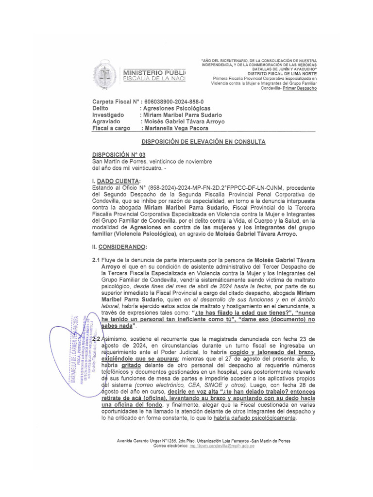 1era. Fiscalia Disposicion N°03-Elevacion | PDF