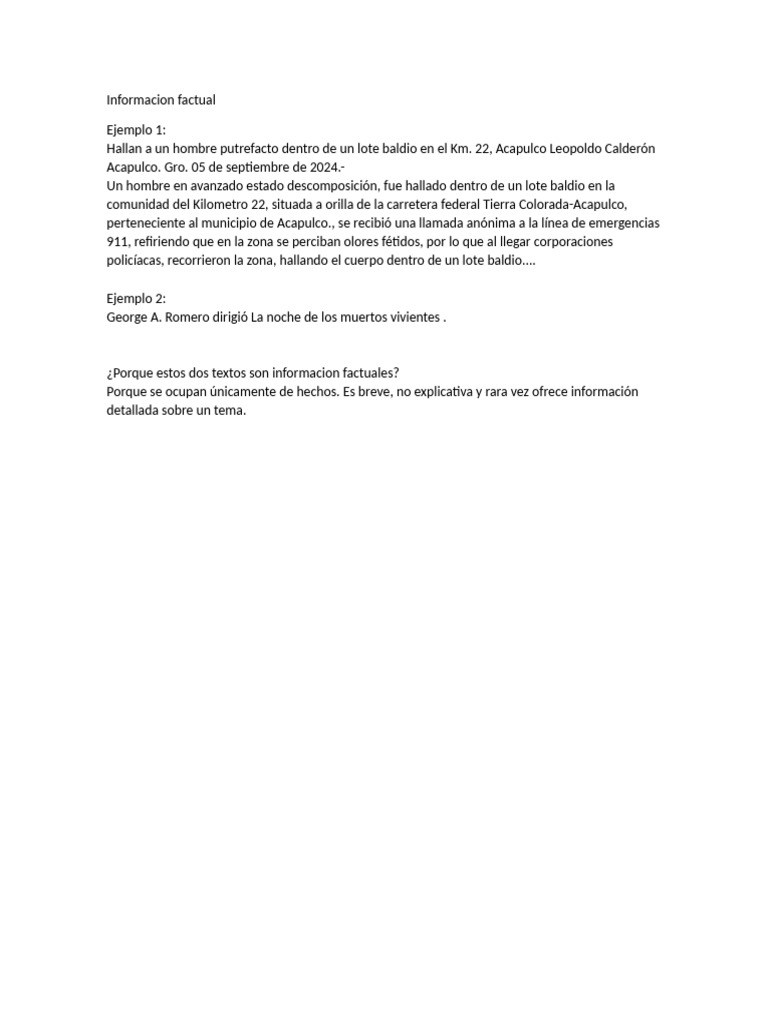 Informacion Factual | PDF