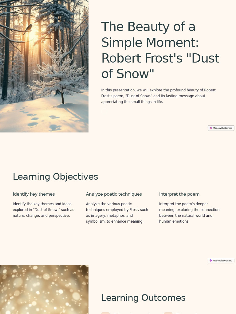 The Beauty of A Simple Moment Robert Frosts Dust of Snow | PDF | Poetry ...