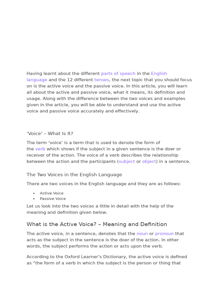 Active vs. Passive Voice Explained | PDF | Verb | Subject (Grammar)