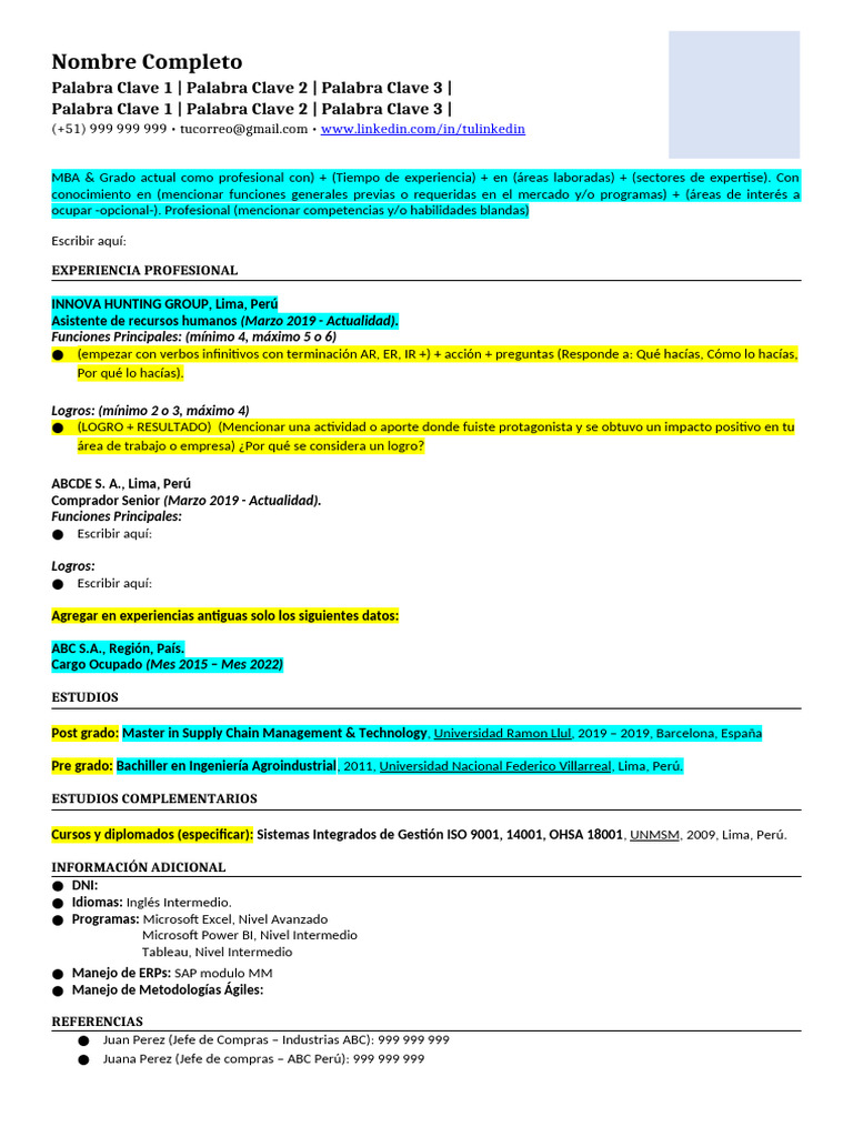 Formato CV IHG | PDF