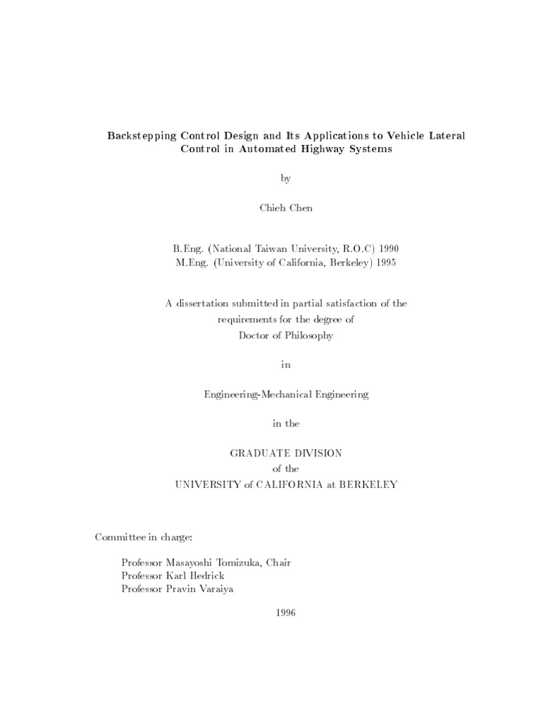 Chen Chieh PhDthesis | PDF | Control Theory | Nonlinear System