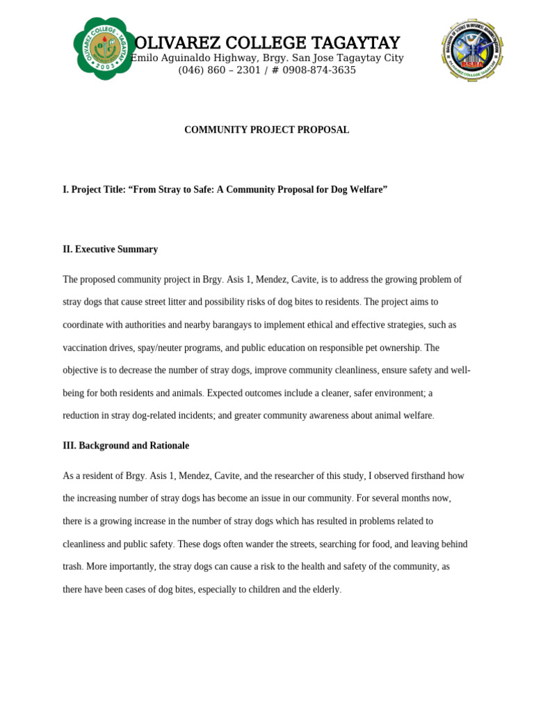 Community Project Proposal Olivarian | PDF | Dogs | Rabies
